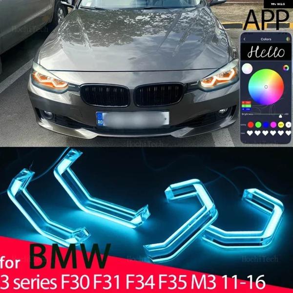 BMW 3シリーズ F30 F31 F34 F35 M3 2011-2016 RGB マルチカラー M4 スタイル ライトリング アプリ コントロール DRL LED エンジェルアイキット カスタム パーツ アクセサリーHigh-conce...