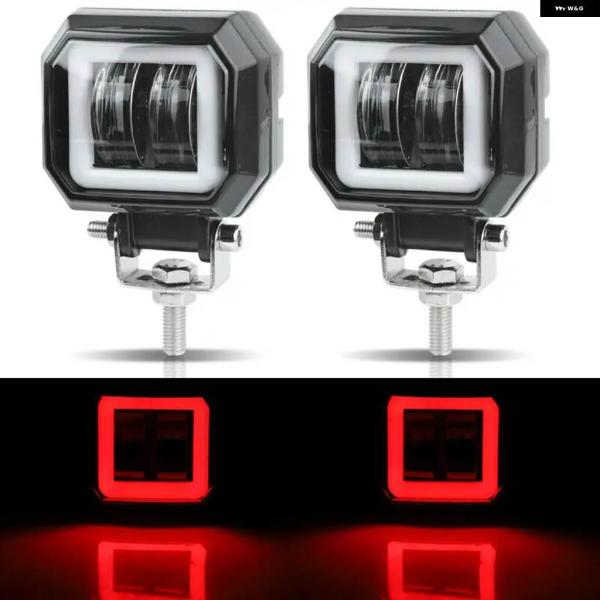 2個 3インチ 12V 24V 6000K LED ワーク ライトバー スポットドライビング LED ヘッドライト ワークランプ フォグポッド DRL レッド ハロー オフロード 4WD ATV SUV カスタム パーツ アクセサリーHig...