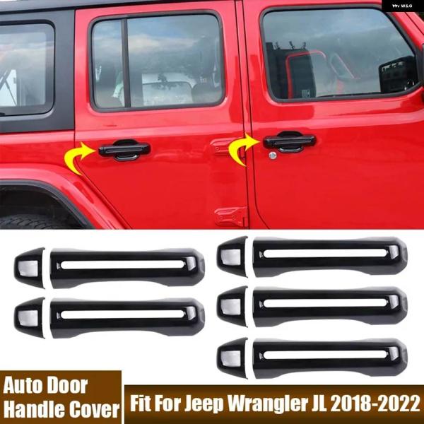 5個 オート アウター ドアハンドル カバー ジープ ラングラー JL 2018-2022 ブラック レッド シルバー カーアクセサリー ドアハンドル トリム シェル カスタム パーツ アクセサリーItem Weight:0.3kgCar ...