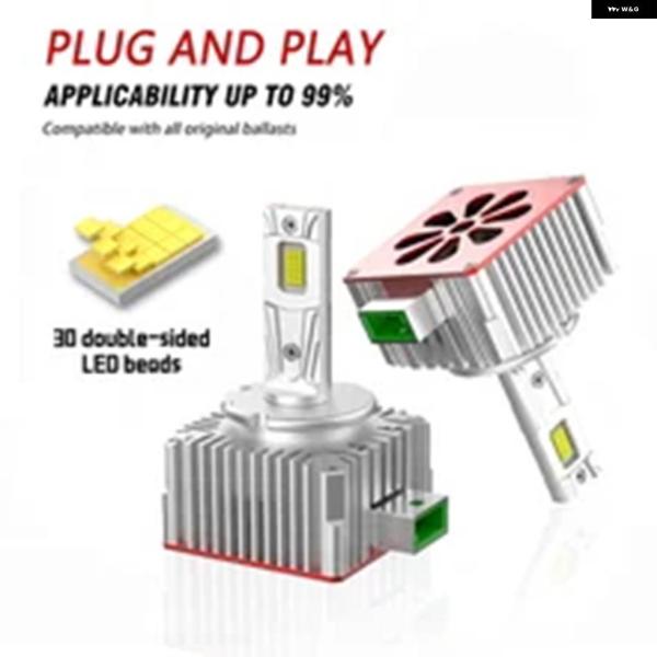 2個 D1S D3S 車用 LED ヘッドライト CANBUS D2S D4S D8S オート バルブ 両面 300W D1R D2R D3R D4R 6000K 車用ライト プラグプレイ 12V 24VHigh-concerned che...