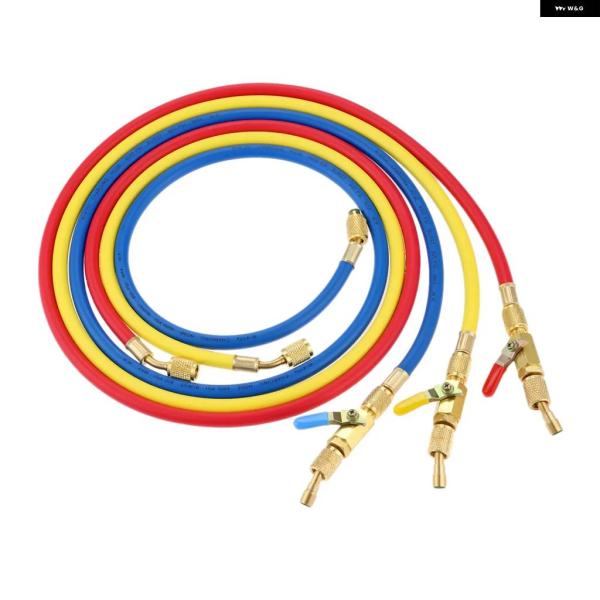 60インチ R410A AC チャージングホース 800 PSI HVAC 1/4インチ SAE シャット バルブ AC 冷媒 R134A R12 R22 R502 エアコン バルブ ホースキット カスタム パーツ アクセサリーHigh-c...