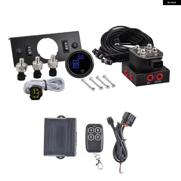 3色エアライドサスペンション3IN1 ディスプレイ 圧力計 ソレノイド バルブ リモート コントロール パネル 船舶用スイッチ カスタム パーツ アクセサリーHigh-concerned chemical:NoneType:Rubber B...