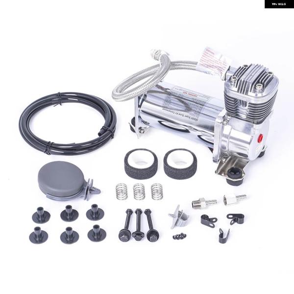 スーパーサイレント 69DB SQ420 DC 12V 300PSI アウトレット 1/4インチ CARTEEAIR カーエアサスペンションコンプレッサー/ ポンプ シルバー/ブラック カスタム パーツ アクセサリーHigh-concern...