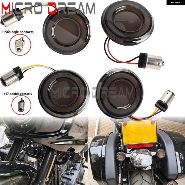 1156 1157 LED ブレット バイク ウィンカー インジケーター フロント リア テール ブレーキ ライト DRL ハーレー ストリート ロード グライド FLHT FLTRK カスタム パーツ アクセサリーBattery Incl...