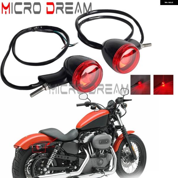 バイク リア 21W/5W 電球 ブラック レッドレンズ ウィンカーライト ハーレー スポーツスター XL883 XL1200 1992-2022 バレットテール ブレーキライト カスタム パーツ アクセサリーBattery Include...