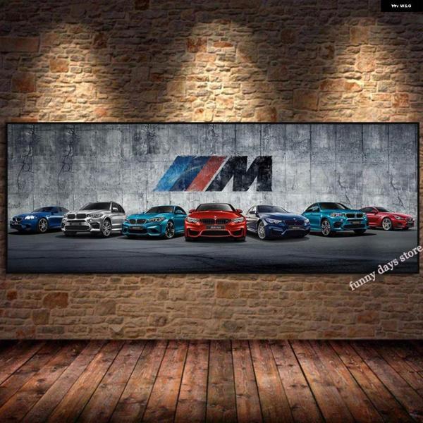 スーパーカー BMW 高級車 M3 ファミリーポスター M エボリューションカー キャンバス絵画 プリント モダン リビングルーム ウォールアート ホームデコレーション カスタム パーツ アクセサリーIs Smart Device:Nois...
