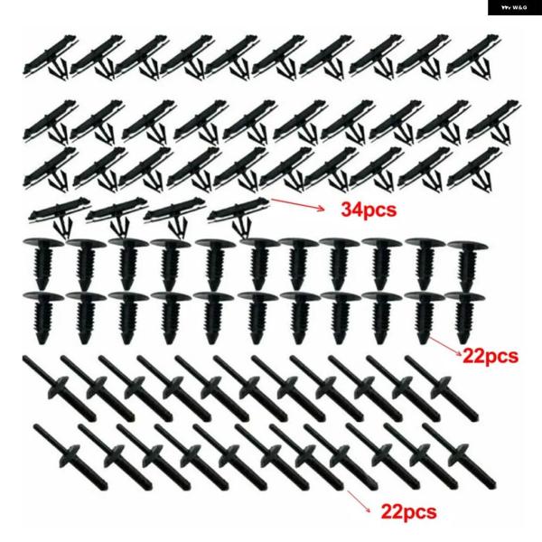 2007-2017 ジープ ラングラー JK用 78個カー リベットフェンダー バンパー プッシュピン クリップフェンダークリップ トランク スクリューリベットセット カスタム パーツ アクセサリーOrigin:Mainland China...