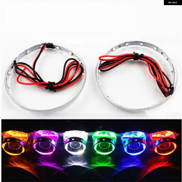 2個 DIY デビルアイズ LED ハローリングキット 2.5インチ プロジェクター カー ヘッドライト 360度 デビルアイズ LED ライト カスタム Q5 ヘラレンズ カスタム パーツ アクセサリーHigh-concerned che...
