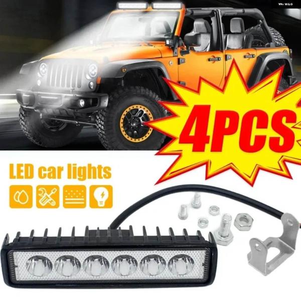 6 LED 18W 車用作業灯 12V オフロード SUV トラック 長方形 ヘッドライト 6000K DRL スポットライト 高 防水 6 LED ランプ カスタム パーツ アクセサリーHigh-concerned chemical:No...