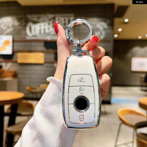 CAR SMART キーカバー ケース メルセデス ベンツ A C E S G クラス GLC CLA GLB 200 2024 CLE W205 W213 W22167 W177 シェルキー チェーン カスタム パーツ アクセサリーHig...