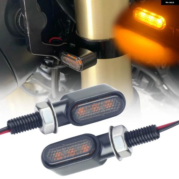8MM クリグノタント モト LED ミニ バイク ウインカー ライト アンバー インジケーター ランプ フラッシャー 3LED 12V カワサキ ヤマハ カスタム パーツ アクセサリーBattery Included:NoHigh-con...