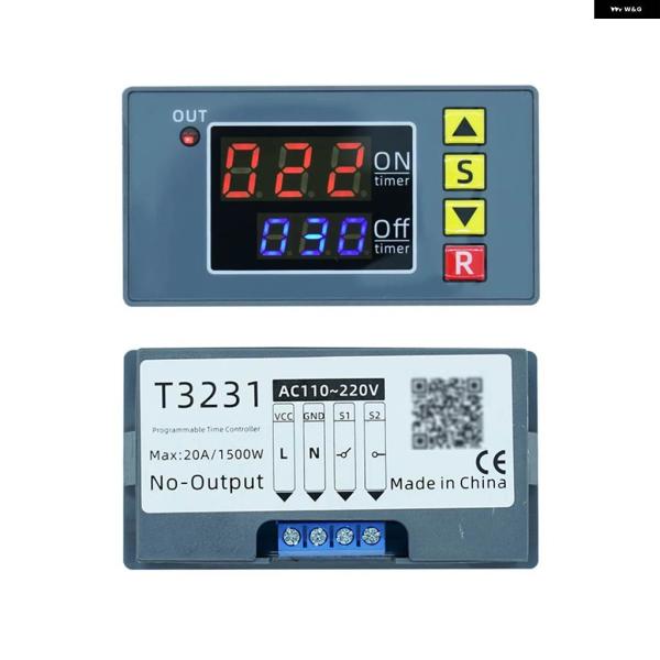 T3231 DC 12V/24V AC 110V-220V デジタルタイムディレイリレー 0-999 LED ディスプレイ サイクルタイマー コントロール スイッチ 赤青 ディスプレイ シェル カスタム パーツ アクセサリーHigh-con...