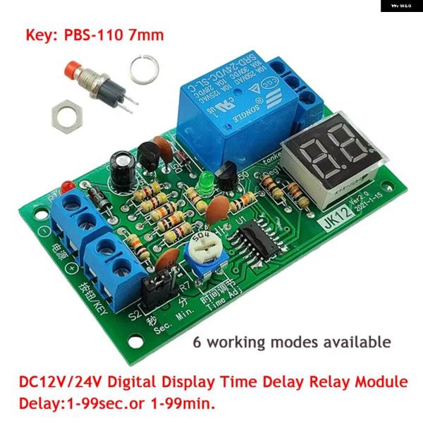 DC12V/24V 10A タイムディレイリレー モジュール 時間表示トリガーディレイ 制御 スイッチ99秒/99分オン/オフリレースイッチ モジュール カスタム パーツ アクセサリーEU LVD Voltage:Low voltage: ...