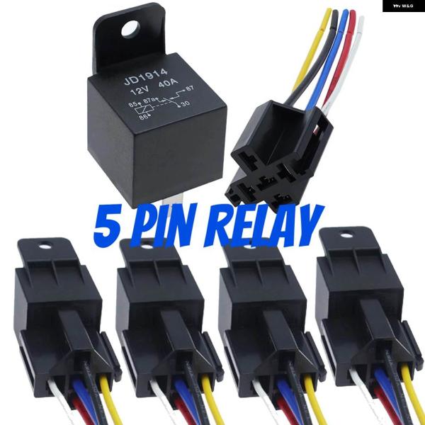 1/5個 リレー 12V24V 5ピン 40A カーリレー 赤銅端子リレーソケット SPDT ハーネス ケーブル カスタム パーツ アクセサリーHigh-concerned chemical:NoneSwitch Pin:5P ON OFF...
