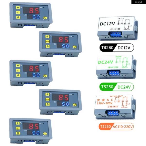 DC12V/24V AC110-220V サイクルタイミング遅延リレー モジュール デュアルLED 赤と青表示 0S-999H T3230 電源オン/オフ遅延タイマーリレー カスタム パーツ アクセサリーApplicable Object:...