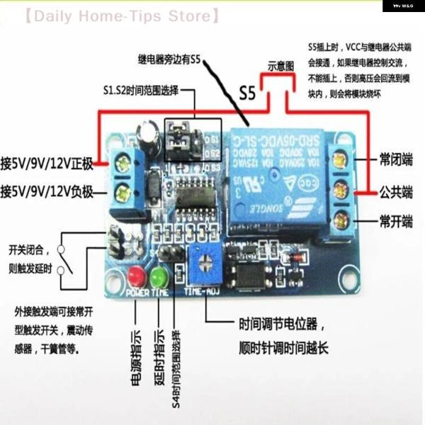 1個 2025 タイムディレイリレー モジュール 5V/12V DC オン/ディレイオフリレースイッチ モジュール タイマーリレーボード カスタム パーツ アクセサリーHigh-concerned chemical:NoneOrigin:M...