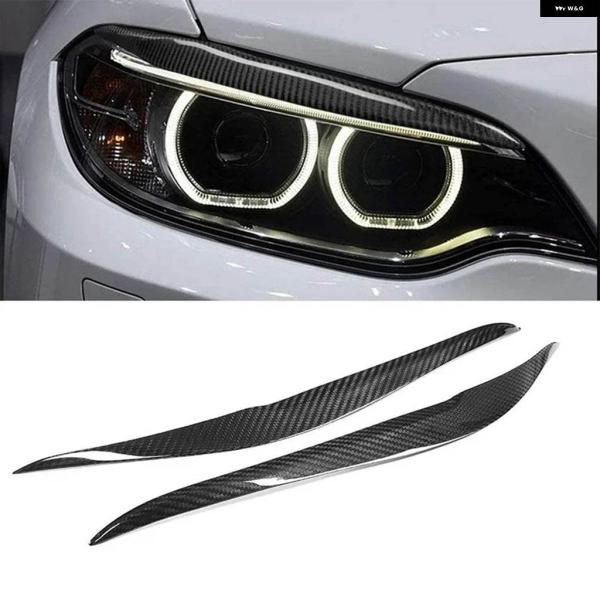 BMW F87 M2 F22 F23 220I 228I M スポーツクーペ 2 ドア 2014-2019 フロント ヘッドライト アイブロウ トリム カーボンアイリッド ステッカー デカール カスタム パーツ アクセサリーHigh-con...