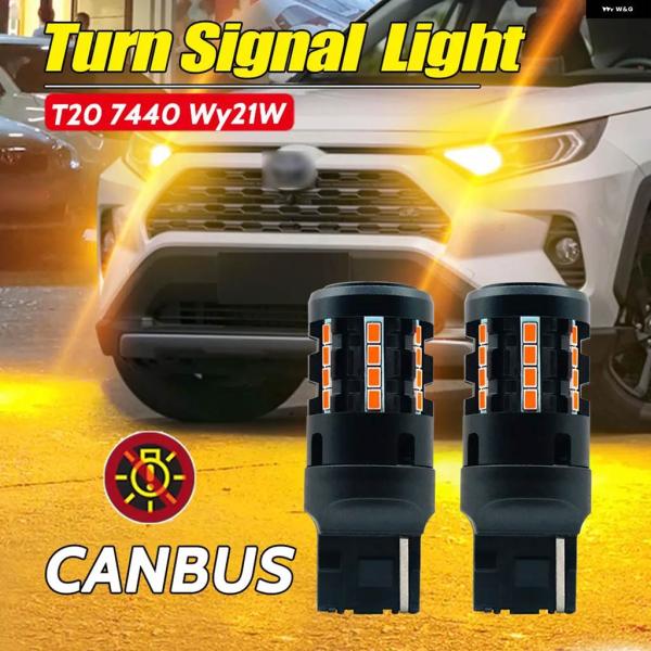 2個 T20 7440 7440NA W21W WY21W LED バルブ アンバー イエロー CANBUS ウインカーランプ RAV4 ウィンカーライト カスタム パーツ アクセサリーHigh-concerned chemical:Non...