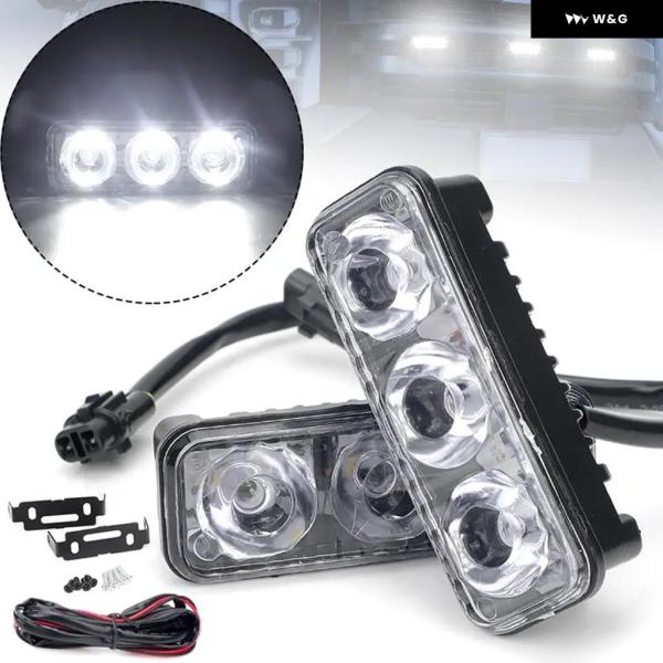 2個 アルミ 3 LED DRL デイタイム ランニングライト ホワイト 車用ワークライト スポットライト ドライビング フォグランプ 6000K~7000K 汎用アクセサリー カスタムパーツ アクセサリー 交換用部品Hign-concer...