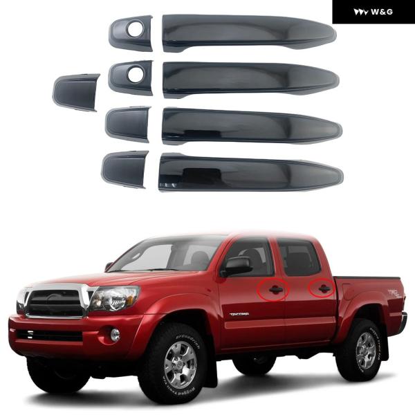 カーアクセサリー ブラック ドアハンドル ボウルカバー トリム ペースト スタイル トヨタ タコマ 2005 2006 2007 - 10 2014 2015 カスタムパーツ アクセサリー 交換用部品Country/Region of Ma...