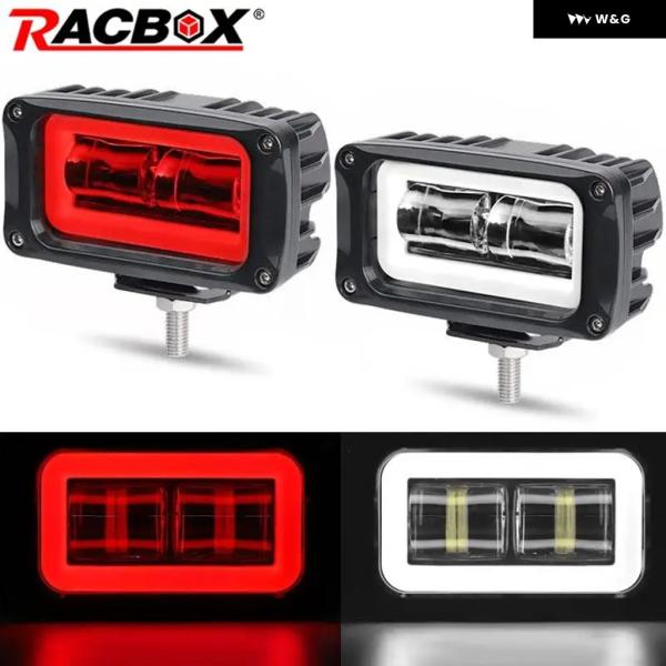 8D 4インチ LED 作業灯 20W ホワイト レッド エンジェルアイ ハロー ヘッドライト DRL ドライビング フォグランプ 12V 24V 車 トラック オートバイ バイク ATV SUV カスタムパーツ アクセサリー 交換用部品H...