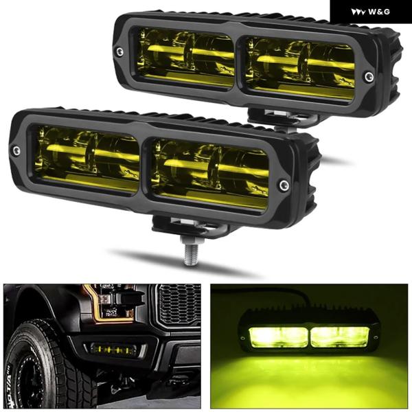 6インチ イエロー LED ライトバー スリム 6D 作業灯 バー スポットライト 運転 ランニング フォグランプ オフロード 4X4 車 ATV SUV LADA 12V 24V カスタムパーツ アクセサリー 交換用部品Hign-conc...