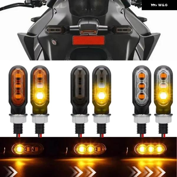 オートバイ バイク ミニLED ウィンカーライト アンバー 流れる方向指示灯 間欠点灯 モト カワサキ ヤマハ カフェレーサー カスタムパーツ アクセサリー 交換用部品Battery Included:NoHign-concerned Ch...