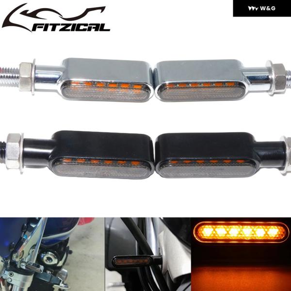6 LED 汎用 オートバイ バイク 8MM アンバー 流れるミニ ウィンカー インジケーター ライト ハーレー スポーツスター アイアン ナイトスター ツーリング ダイナ カスタムパーツ アクセサリー 交換用部品Battery Inclu...
