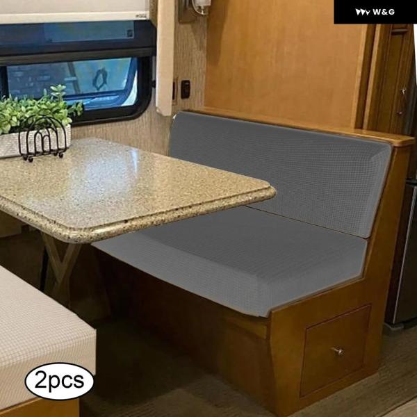 4個 RVシートカバー 伸縮性 ソフト 洗濯可能 キャンピングカー クッション スリップカバー キャンピングカー クッション カバー RV キャンピングカートレーラー カーベンチ グレー カスタム パーツ アクセサリーSet Piece:4...