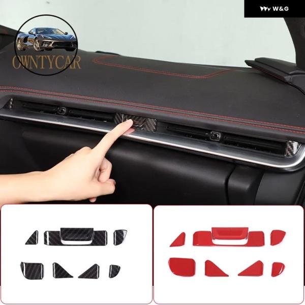 ABSカーボン/レッド シボレー コルベット C8 Z51 Z06 2020-2023 車用 エアコン 吹き出し口 装飾 ステッカー カーアクセサリー カスタム パーツ アクセサリーHign-concerned Chemical:NoneI...