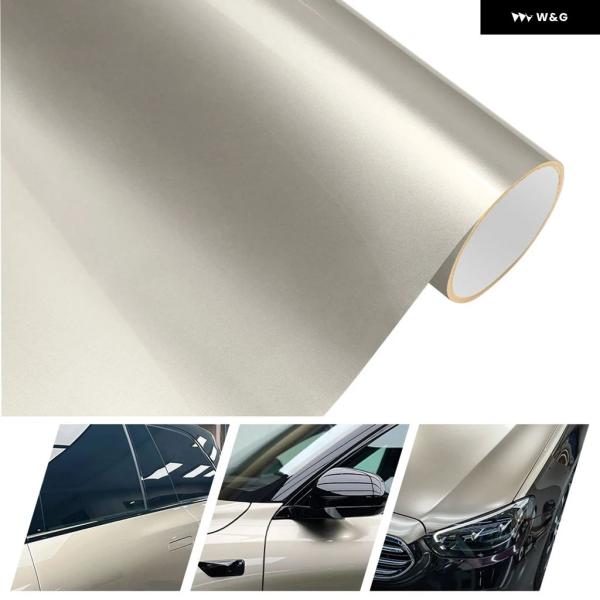 PET ライトベージュメタリックビニールラップフィルムデコレーションカーラップ スタイリング カバー ホイル気泡フリー 1*1.52/3/16.5M/ロール カスタム パーツ アクセサリーHign-concerned Chemical:No...