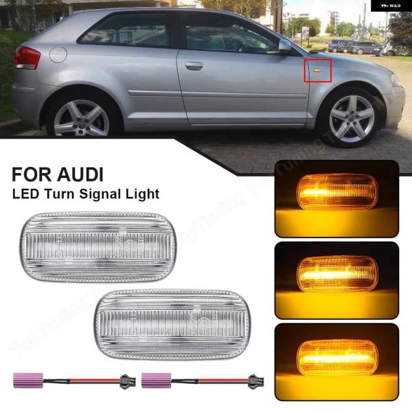 2個ダイナミックLEDサイド マーカーライト アウディ A3 8P A4 B6 B7 A6 C6 2004-2011 LEDウィンカーブリッカーランプ カスタム パーツ アクセサリーHign-concerned Chemical:NoneC...