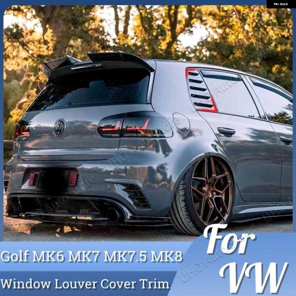 2PCS 車用リアシャッターカバー トリム ウィンドウルーバー サイドベント トリム VW ゴルフ 6 ゴルフ 7 ゴルフ 7.5 ゴルフ 8 MK7/7.5/8/4 ゴルフ 4 GTI GTD R カスタム パーツ アクセサリーHign-...
