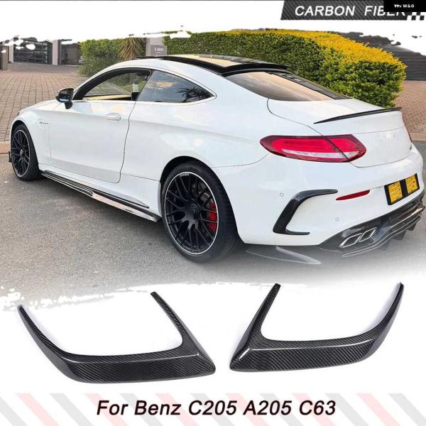 メルセデス ベンツ C クラス C205 A205 C63 AMG クーペ 2D 2015-2017 カーボン/FRP ブラック カー リア バンパー カナード スプリッター ベント カスタム パーツ アクセサリーHign-concerne...