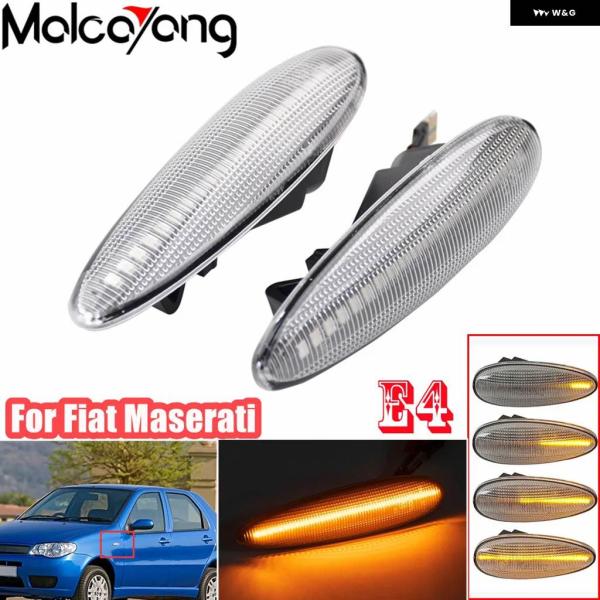 1ペア LED ダイナミックサイドマーカーウインカーフィアットアルベアパリオブローボブラバマレアストラーダ ウィンカーランプ インジケータライト アンバー カスタム パーツ アクセサリー1Pair LED Dynamic Side Mark...