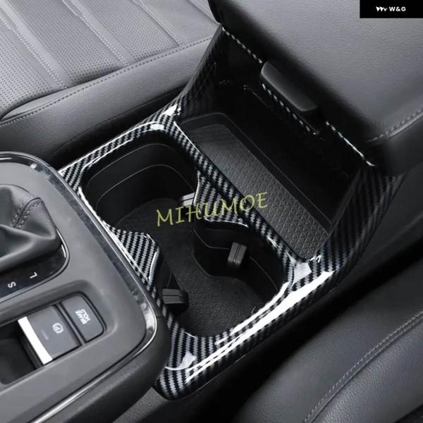 インテリア センター コンソール カップ ホルダー カバー トリム オーバーレイ ホンダ CR-V CRV 2023 2024カーボン カスタム パーツ アクセサリーInterior Center Console Cup Holder Co...