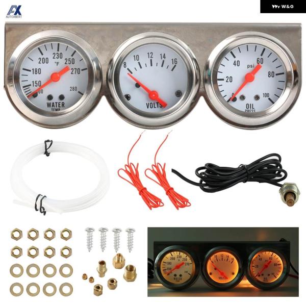 3IN1 汎用 車 水温計 温度計 油圧 計 電圧計 電圧計 オートトリプルゲージキット 52MM/2 クローム カスタム パーツ アクセサリーHigh-concerned chemical:NoneSpecial Features:car...