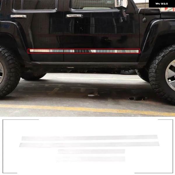 ハマー H3 2005-2009 4個 ステンレス 車体 サイドドア プロテクター モールディング カバー トリム ストリップ 自動車 外装 アクセサリー カスタム パーツ アクセサリーExternal Testing Certificat...