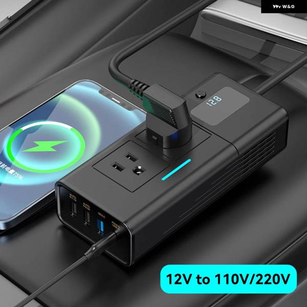 カーコンバーター 200W インバーター 12V 220V 12V 110V パワーコンバーター 12V車 6出力ポート QC 3.0 PD LCDスクリーン 汎 カスタム パーツ アクセサリーHigh-concerned chemical...