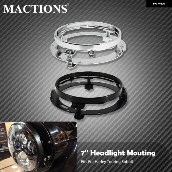 オートバイ 7インチ ヘッドライト マウント ブラケット ヘッドライト リング ハーレー ツーリング FLHR FLHT FLHX トライク 94-13 FLD 12-16 ソフテイル 94年以降 カスタム パーツ アクセサリーHigh-c...