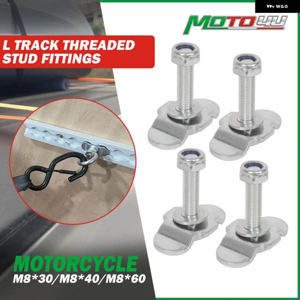 M8*30/M8*40/M8*60 L トラック ねじ付きスタッド継手 L トラック ねじ付きダブルスタッドラグ継手タイダウン L トラック レールと併用 4パック カスタム パーツ アクセサリーHigh-concerned chemica...