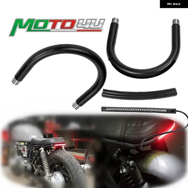 7/8インチ チューブ カフェレーサー リアシート フレーム フープ ブラット スタイル シート LEDブレーキウィンカーライト 汎用 ホンダ ヤマハ スズキ カスタム パーツ アクセサリーProtective parts:OtherHig...