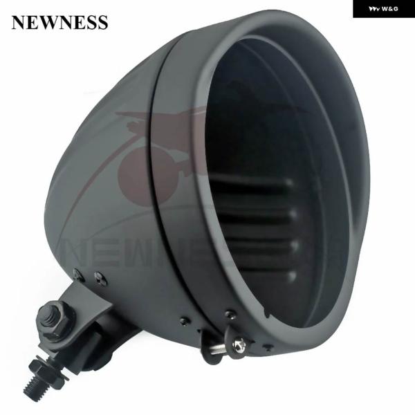 オートバイ 5.75インチ ヘッドライト バケット ボトム マウント ブラケット バイザー付き チョッパー カフェレーサー 5-3/4インチ ヘッドライト シェル LED カスタム パーツ アクセサリーHigh-concerned chem...