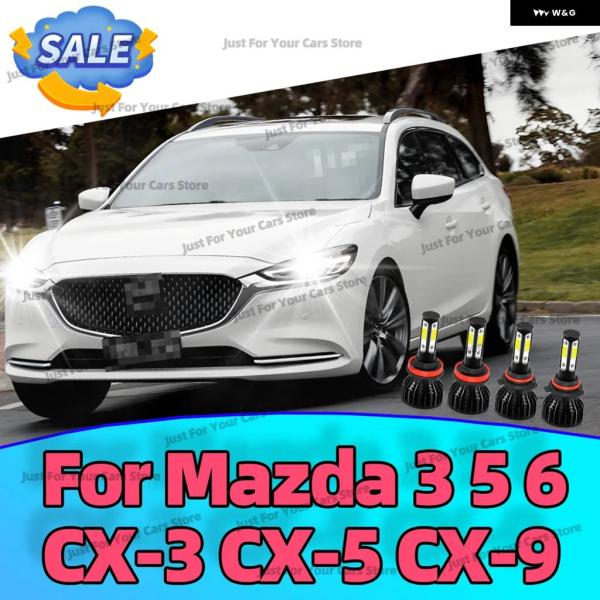 2/4個 車用 ヘッドライト バルブ マツダ CX-5 KE GH 2011-2023 マツダ 3 5 6 CX-3 CX-9 ハイロービーム 4面LED 6000K 20000LM カスタム パーツ アクセサリーHIGH-CONCERNE...
