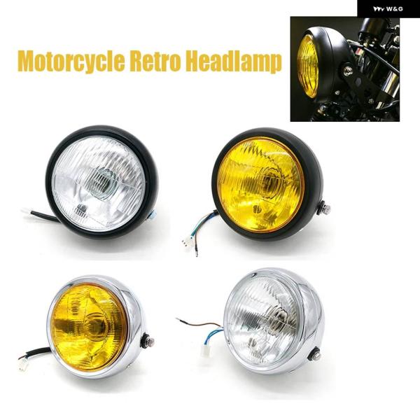CG125 オートバイ レトロ ヘッドランプ GN125 レトロ ヘッドランプ アイアンケース ブラック ハイロービーム ヘッドランプ ラウンドランプ カスタム パーツ アクセサリーHigh-concerned chemical:NoneC...