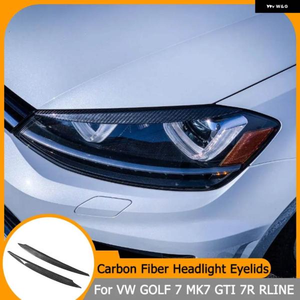 カーボン ヘッドライト ま毛 ヘッドランプ アイブロウ トリム ステッカー VW GOLF 7 MK7 GTI 7R RLINE 2014-2018 カスタム パーツ アクセサリーHigh-concerned chemical:NonePl...