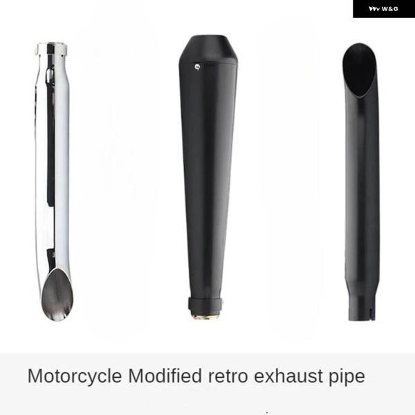 ヴィンテージ スタイル オートバイ 塗装仕上げ ハーレー スタイル マフラークルーザー クロームメッキレトロなストレートスルーバックプレッシャー システム カスタム パーツ アクセサリーHigh-concerned chemical:Non...