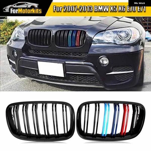 Mカラー フロントキドニー グリル デュアルスラット BMW X5 X6 E70 E71 2007-2013 カスタム パーツ アクセサリーHigh-concerned chemical:NoneItem Weight:1.10kgItem...