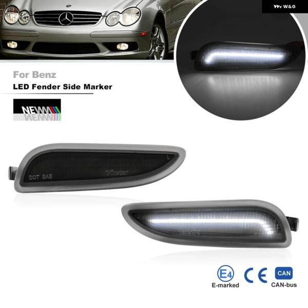 OE仕様 バンパー スモークホワイトLEDフェンダー サイドマーカー リフレクター ライト ベンツ W209 CLK クラス CLK280 CLK320 CLK350 CLK550 CLK55 AMG カスタム パーツ アクセサリーHigh...