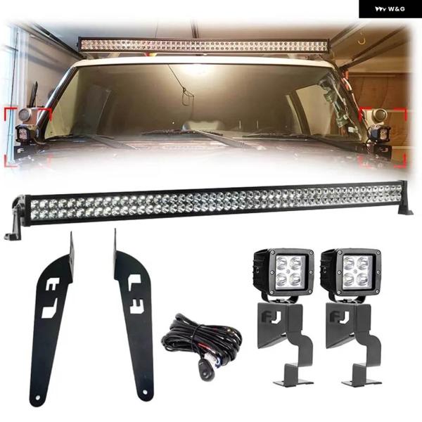 オフロード 300W 52インチ ストレート LED ライトバー ルーフ マウント ブラケット 2007-2014 トヨタ FJ クルーザー 配線キット 付き カウルライトキット カスタム パーツ アクセサリーHigh-concerned ...